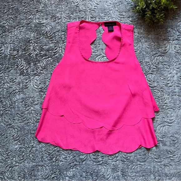 Material Girl | Tops | Material Girl Hot Pink Flowy Ruffle Layered Top ...